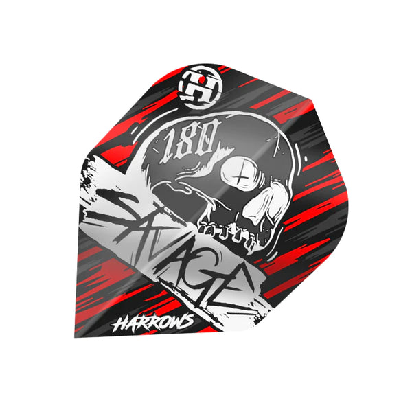 HARROWS - SAVAGE Flights - Standard Small NO2 Shape - RED/SILVER