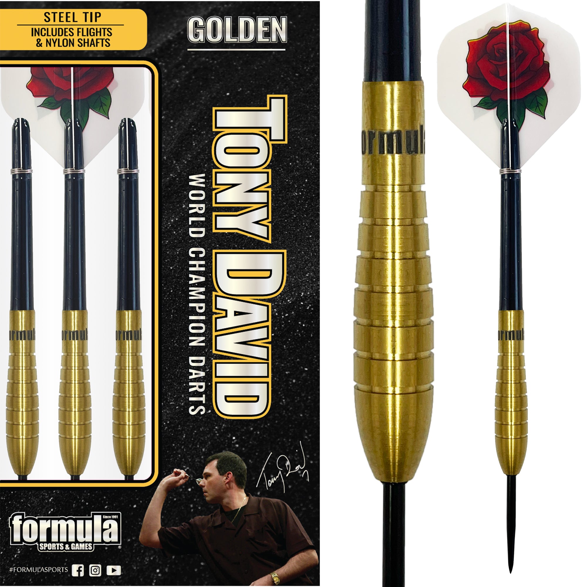 FORMULA - TONY DAVID GOLDEN Darts - 90% Tungsten - 21g