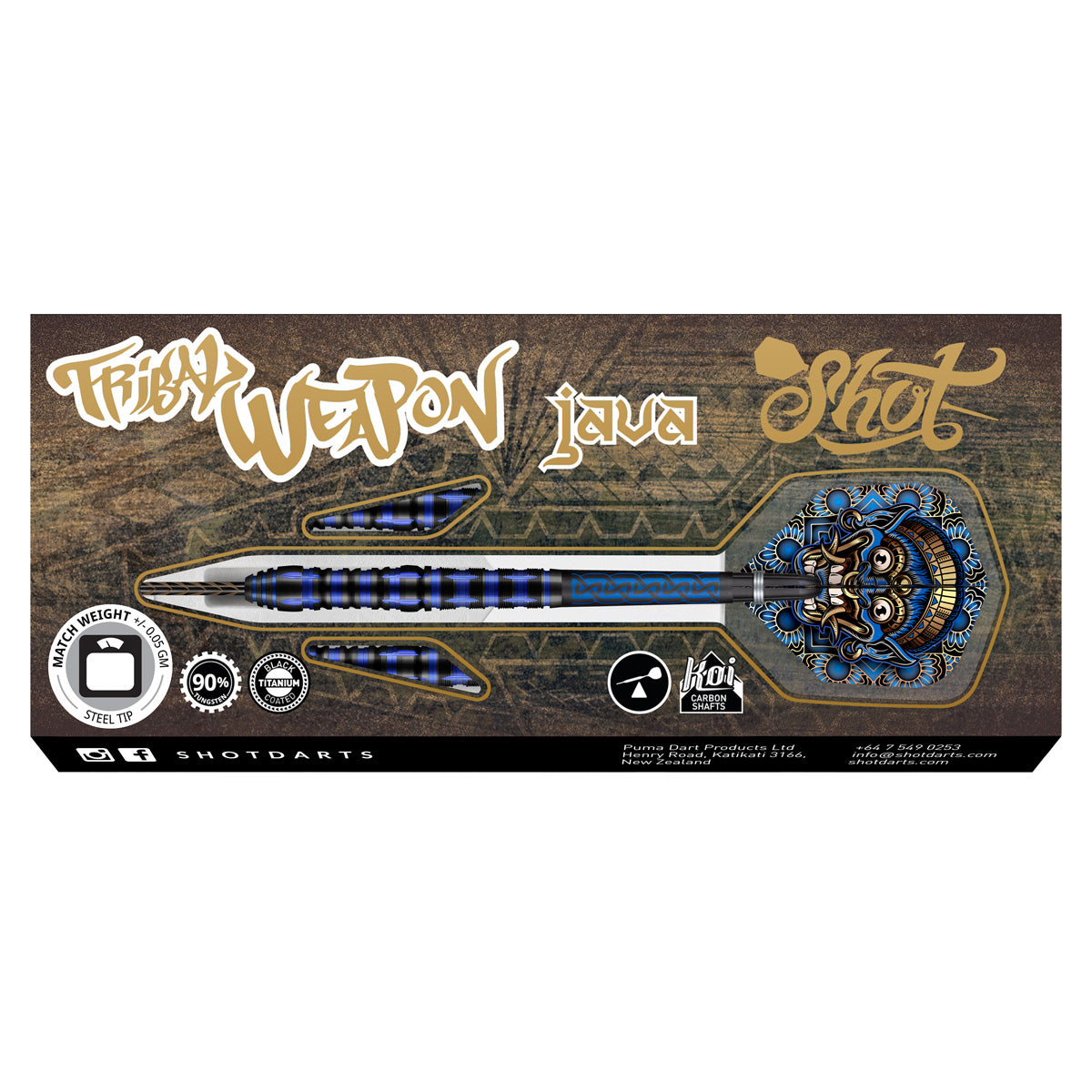 SHOT - TRIBAL WEAPON JAVA Dart Set - 90% TUNGSTEN - 24g