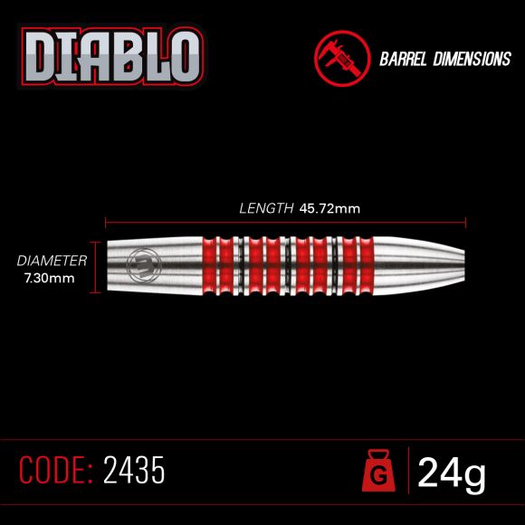 WINMAU - Diablo Torpedo - 90% Tungsten Darts - 24g