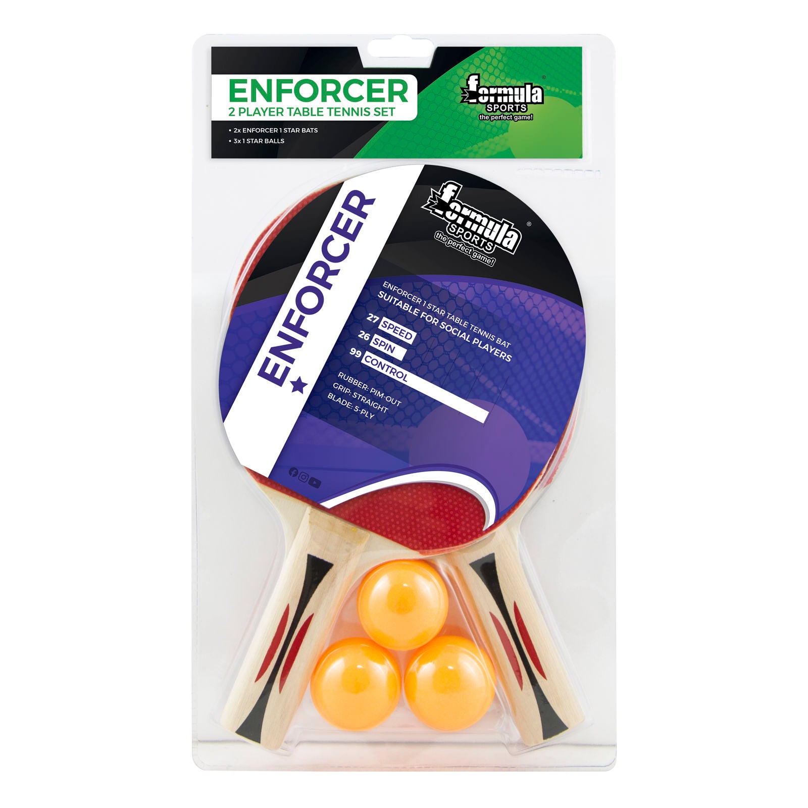 FORMULA SPORTS - Enforcer 2 Player Table Tennis Set